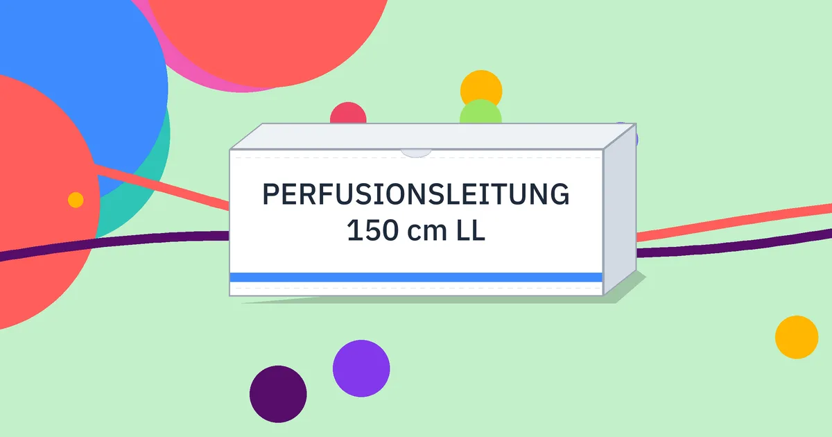 Symbolbild: Packung mit der Aufschrift PERFUSIONSLEITUNG 150 cm LL (PZN 17487880) – Verfügbarkeit und Bezug in Apotheken in Frankfurt am Main