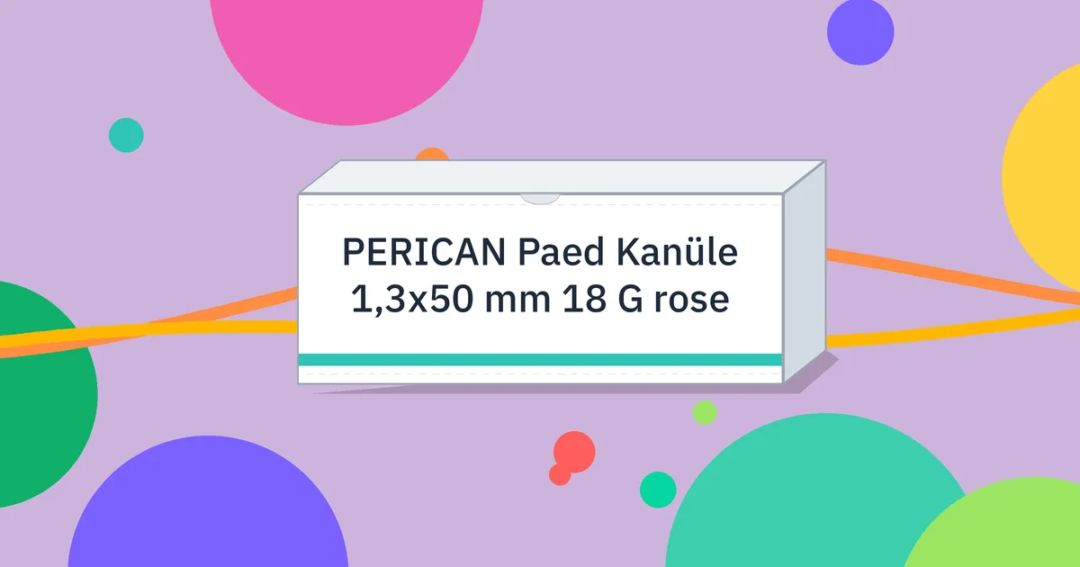 Symbolbild: Packung mit der Aufschrift PERICAN Paed Kanüle 1,3x50 mm 18 G rose (PZN 06849831) – Verfügbarkeit und Bezug in Apotheken in Frankfurt am Main