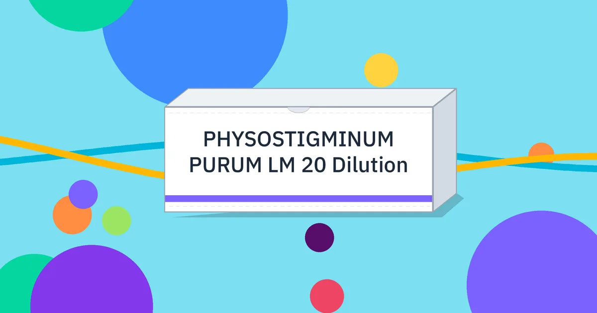 Symbolbild: Packung mit der Aufschrift PHYSOSTIGMINUM PURUM LM 20 Dilution (PZN 13035916) – Verfügbarkeit und Bezug in Apotheken in Frankfurt am Main