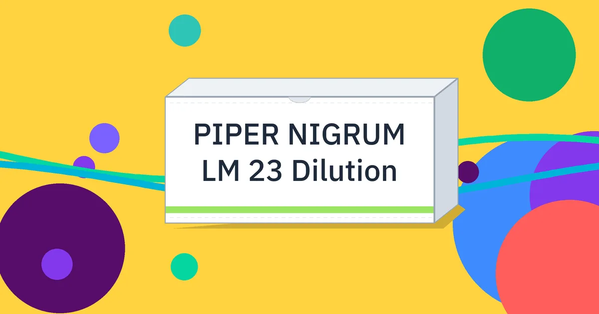 Symbolbild: Packung mit der Aufschrift PIPER NIGRUM LM 23 Dilution (PZN 13644940) – Verfügbarkeit und Bezug in Apotheken in Frankfurt am Main