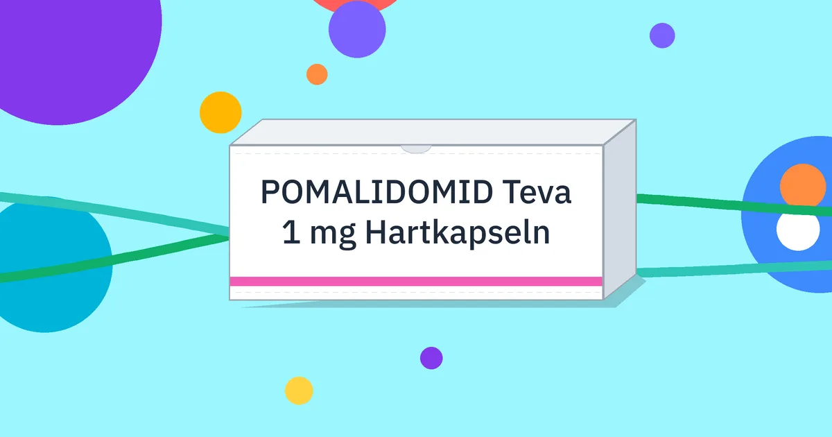 Symbolbild: Packung mit der Aufschrift POMALIDOMID Teva 1 mg Hartkapseln (PZN 19261795) – Verfügbarkeit und Bezug in Apotheken in Frankfurt am Main