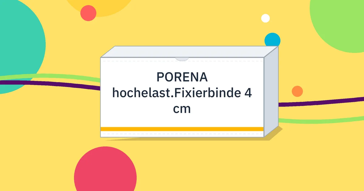 Symbolbild: Packung mit der Aufschrift PORENA hochelast.Fixierbinde 4 cm (PZN 02724759) – Verfügbarkeit und Bezug in Apotheken in Frankfurt am Main