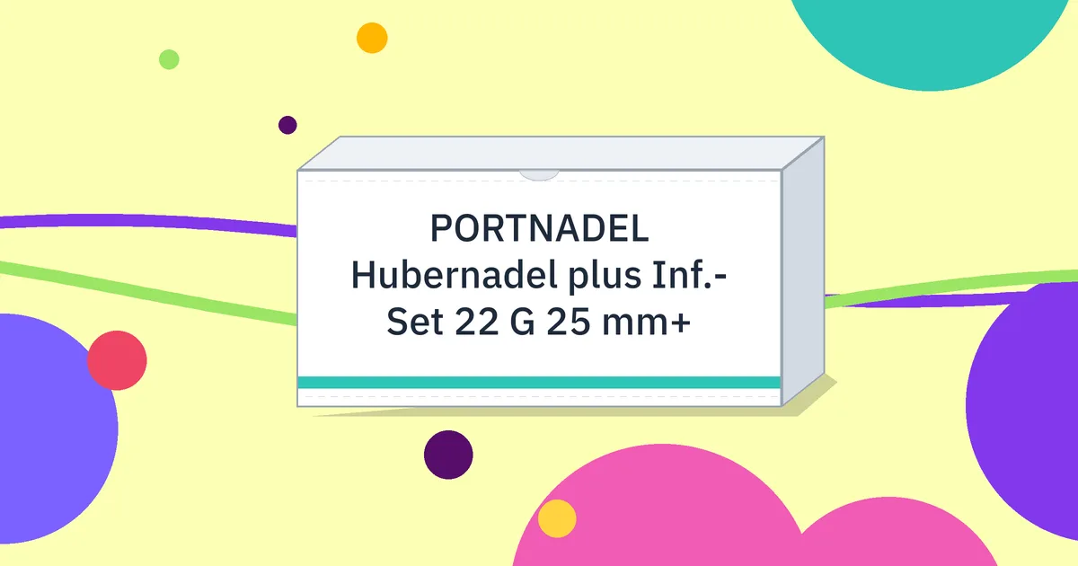 Symbolbild: Packung mit der Aufschrift PORTNADEL Hubernadel plus Inf.-Set 22 G 25 mm+ (PZN 02705331) – Verfügbarkeit und Bezug in Apotheken in Frankfurt am Main