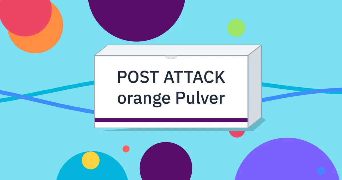 Symbolbild: Packung mit der Aufschrift POST ATTACK orange Pulver (PZN 14292851) – Verfügbarkeit und Bezug in Apotheken in Frankfurt am Main