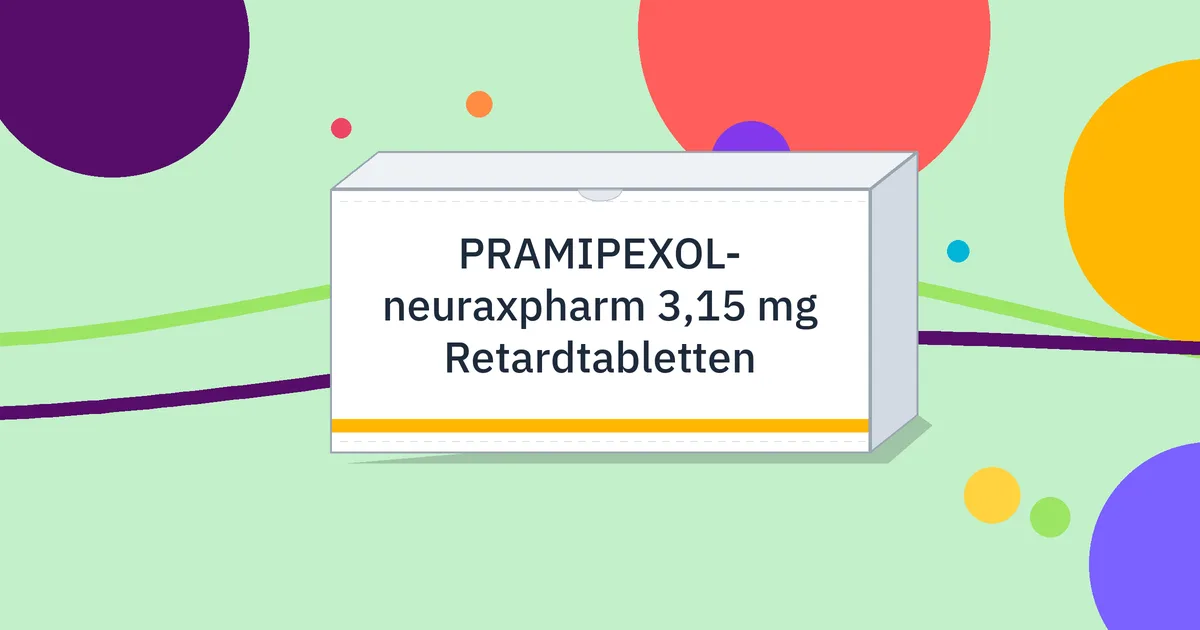 Symbolbild: Packung mit der Aufschrift PRAMIPEXOL-neuraxpharm 3,15 mg Retardtabletten (PZN 12420061) – Verfügbarkeit und Bezug in Apotheken in Frankfurt am Main