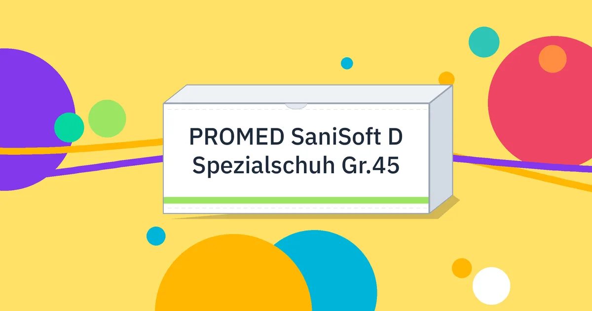 Symbolbild: Packung mit der Aufschrift PROMED SaniSoft D Spezialschuh Gr.45 (PZN 05482245) – Verfügbarkeit und Bezug in Apotheken in Frankfurt am Main