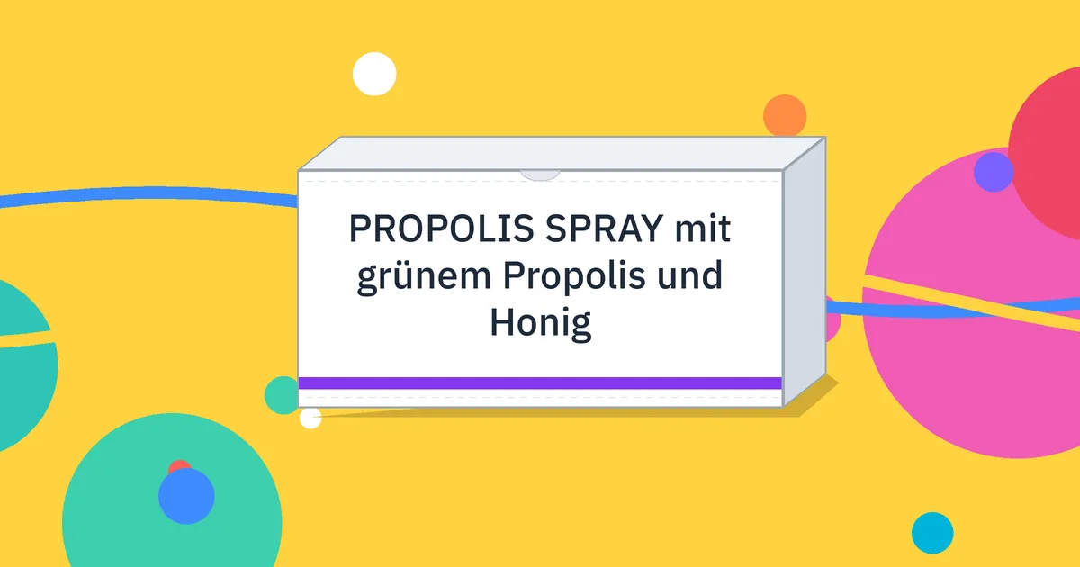 Symbolbild: Packung mit der Aufschrift PROPOLIS SPRAY mit grünem Propolis und Honig (PZN 15206173) – Verfügbarkeit und Bezug in Apotheken in Frankfurt am Main