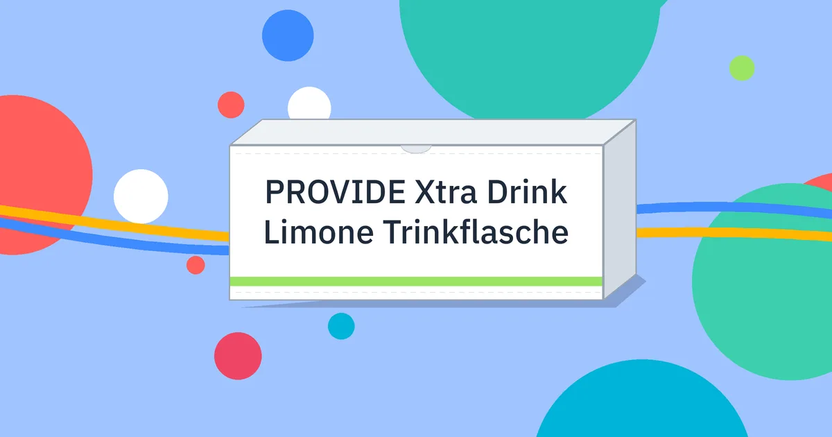 Symbolbild: Packung mit der Aufschrift PROVIDE Xtra Drink Limone Trinkflasche (PZN 00066097) – Verfügbarkeit und Bezug in Apotheken in Frankfurt am Main