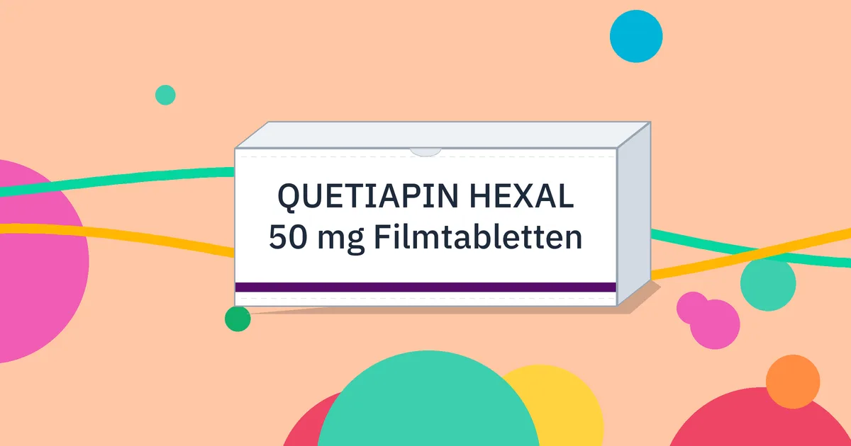 Symbolbild: Packung mit der Aufschrift QUETIAPIN HEXAL 50 mg Filmtabletten (PZN 09339154) – Verfügbarkeit und Bezug in Apotheken in Frankfurt am Main