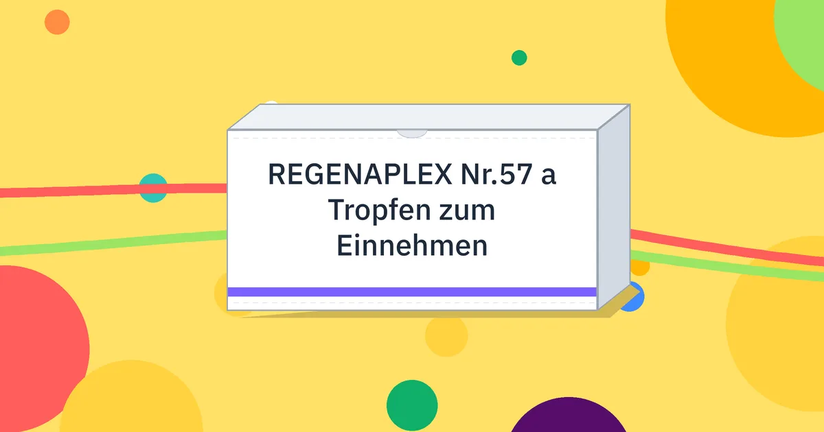 Symbolbild: Packung mit der Aufschrift REGENAPLEX Nr.57 a Tropfen zum Einnehmen (PZN 02643015) – Verfügbarkeit und Bezug in Apotheken in Frankfurt am Main