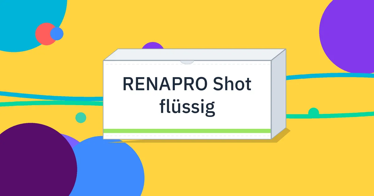 Symbolbild: Packung mit der Aufschrift RENAPRO Shot flüssig (PZN 10986746) – Verfügbarkeit und Bezug in Apotheken in Frankfurt am Main