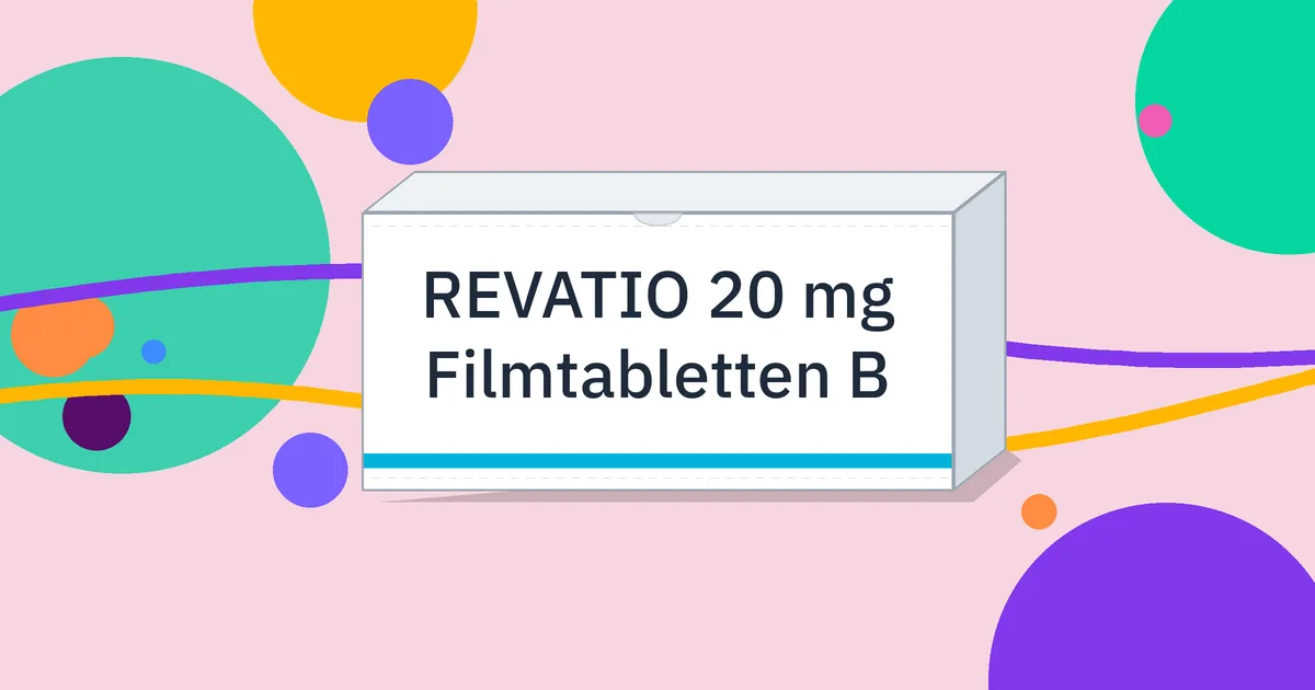 Symbolbild: Packung mit der Aufschrift REVATIO 20 mg Filmtabletten B (PZN 17542343) – Verfügbarkeit und Bezug in Apotheken in Frankfurt am Main