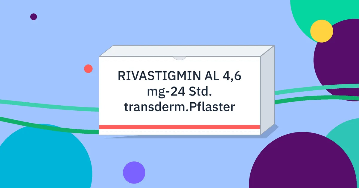Symbolbild: Packung mit der Aufschrift RIVASTIGMIN AL 4,6 mg-24 Std. transderm.Pflaster (PZN 04369802) – Verfügbarkeit und Bezug in Apotheken in Frankfurt am Main
