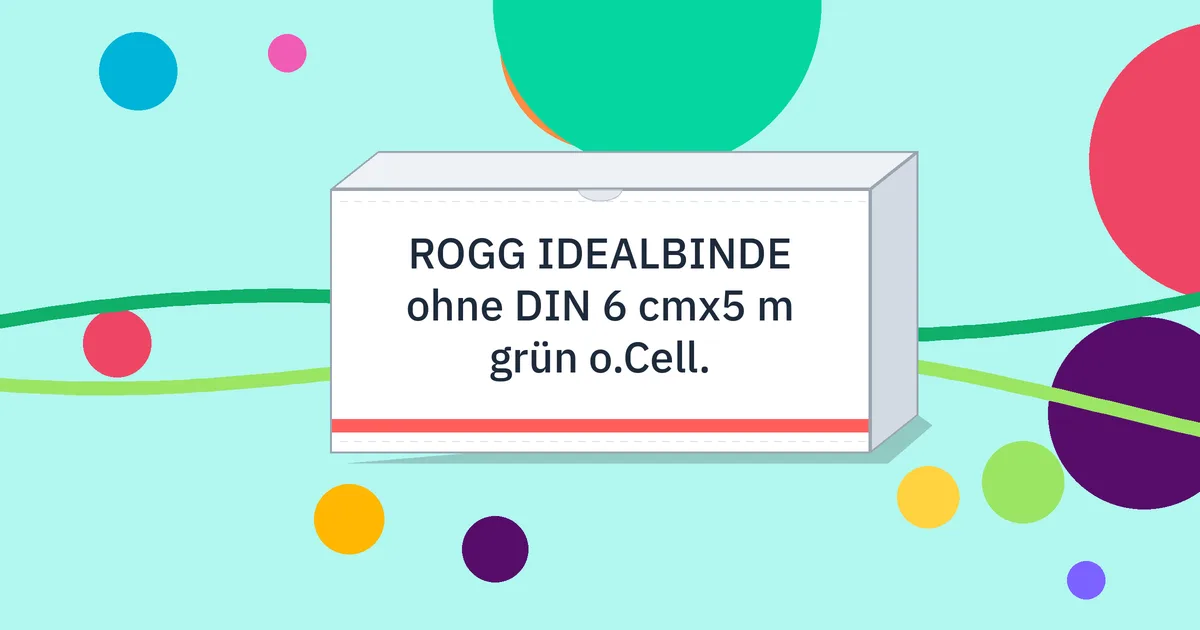 Symbolbild: Packung mit der Aufschrift ROGG IDEALBINDE ohne DIN 6 cmx5 m grün o.Cell. (PZN 16530817) – Verfügbarkeit und Bezug in Apotheken in Frankfurt am Main