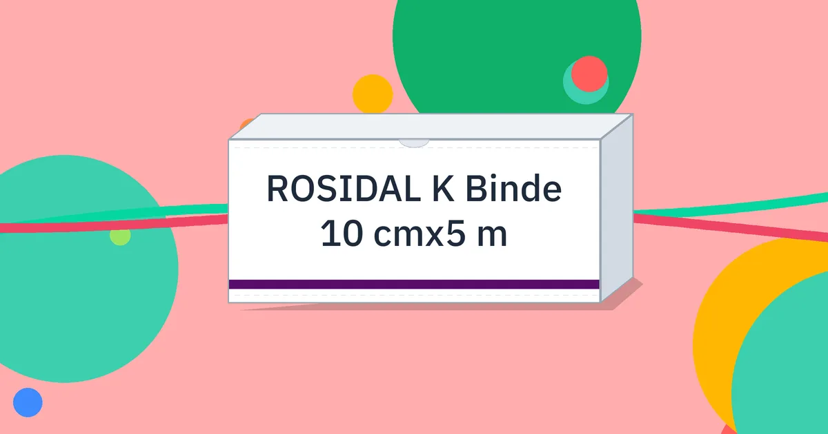 Symbolbild: Packung mit der Aufschrift ROSIDAL K Binde 10 cmx5 m (PZN 00885984) – Verfügbarkeit und Bezug in Apotheken in Frankfurt am Main