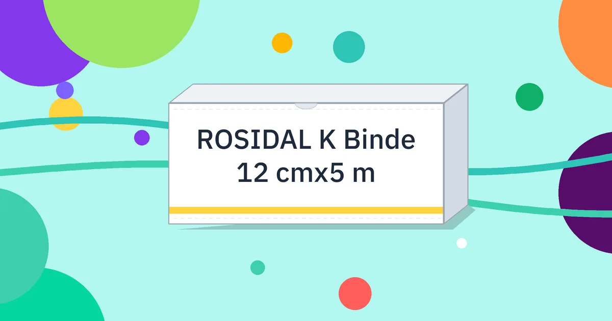 Symbolbild: Packung mit der Aufschrift ROSIDAL K Binde 12 cmx5 m (PZN 02533769) – Verfügbarkeit und Bezug in Apotheken in Frankfurt am Main