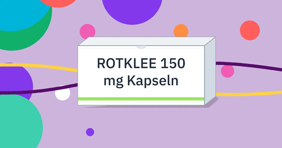 Symbolbild: Packung mit der Aufschrift ROTKLEE 150 mg Kapseln (PZN 18216692) – Verfügbarkeit und Bezug in Apotheken in Frankfurt am Main