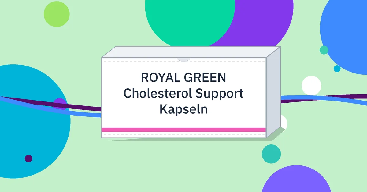 Symbolbild: Packung mit der Aufschrift ROYAL GREEN Cholesterol Support Kapseln (PZN 20175782) – Verfügbarkeit und Bezug in Apotheken in Frankfurt am Main