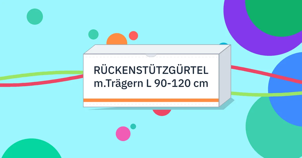 Symbolbild: Packung mit der Aufschrift RÜCKENSTÜTZGÜRTEL m.Trägern L 90-120 cm (PZN 09063427) – Verfügbarkeit und Bezug in Apotheken in Frankfurt am Main