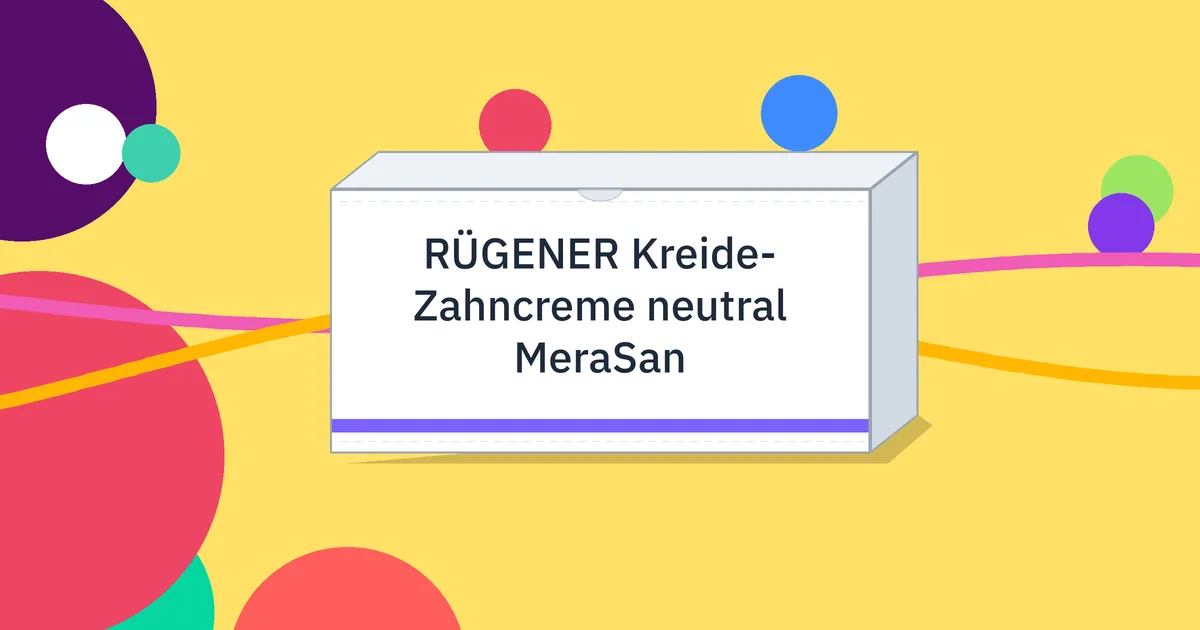 Symbolbild: Packung mit der Aufschrift RÜGENER Kreide-Zahncreme neutral MeraSan (PZN 14261431) – Verfügbarkeit und Bezug in Apotheken in Frankfurt am Main