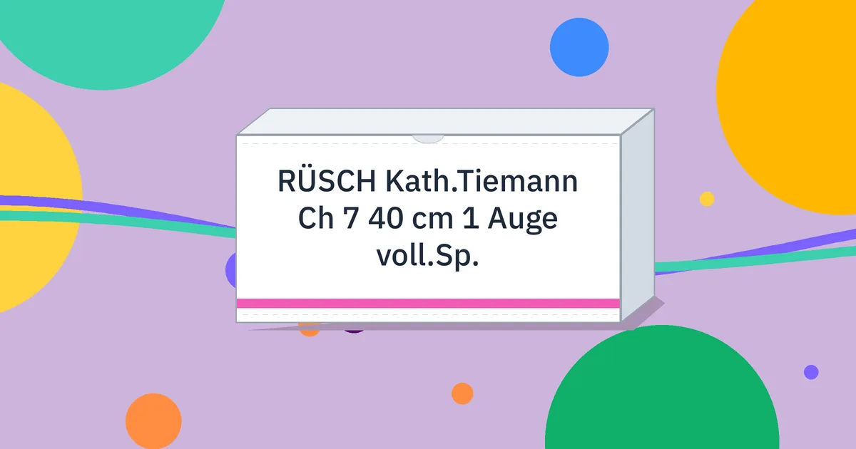 Symbolbild: Packung mit der Aufschrift RÜSCH Kath.Tiemann Ch 7 40 cm 1 Auge voll.Sp. (PZN 11523534) – Verfügbarkeit und Bezug in Apotheken in Frankfurt am Main