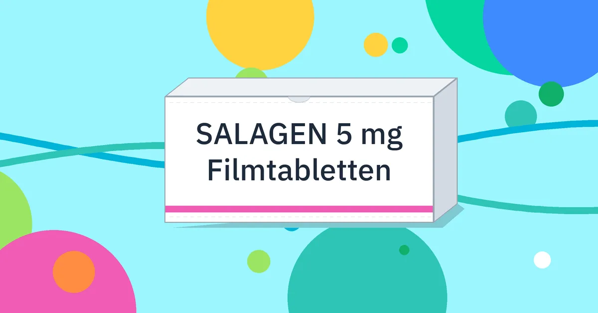 Symbolbild: Packung mit der Aufschrift SALAGEN 5 mg Filmtabletten (PZN 14140791) – Verfügbarkeit und Bezug in Apotheken in Frankfurt am Main