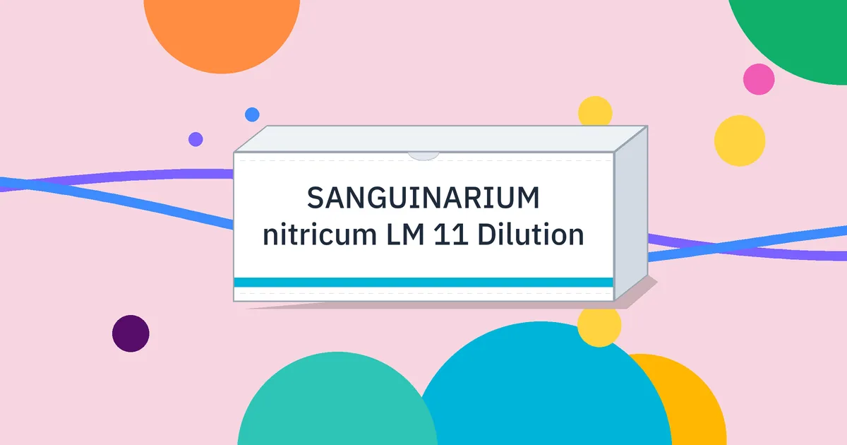 Symbolbild: Packung mit der Aufschrift SANGUINARIUM nitricum LM 11 Dilution (PZN 13181693) – Verfügbarkeit und Bezug in Apotheken in Frankfurt am Main