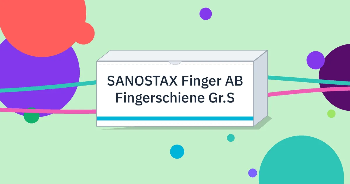 Symbolbild: Packung mit der Aufschrift SANOSTAX Finger AB Fingerschiene Gr.S (PZN 10197067) – Verfügbarkeit und Bezug in Apotheken in Frankfurt am Main