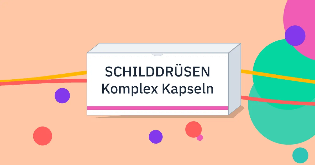 Symbolbild: Packung mit der Aufschrift SCHILDDRÜSEN Komplex Kapseln (PZN 19631921) – Verfügbarkeit und Bezug in Apotheken in Frankfurt am Main
