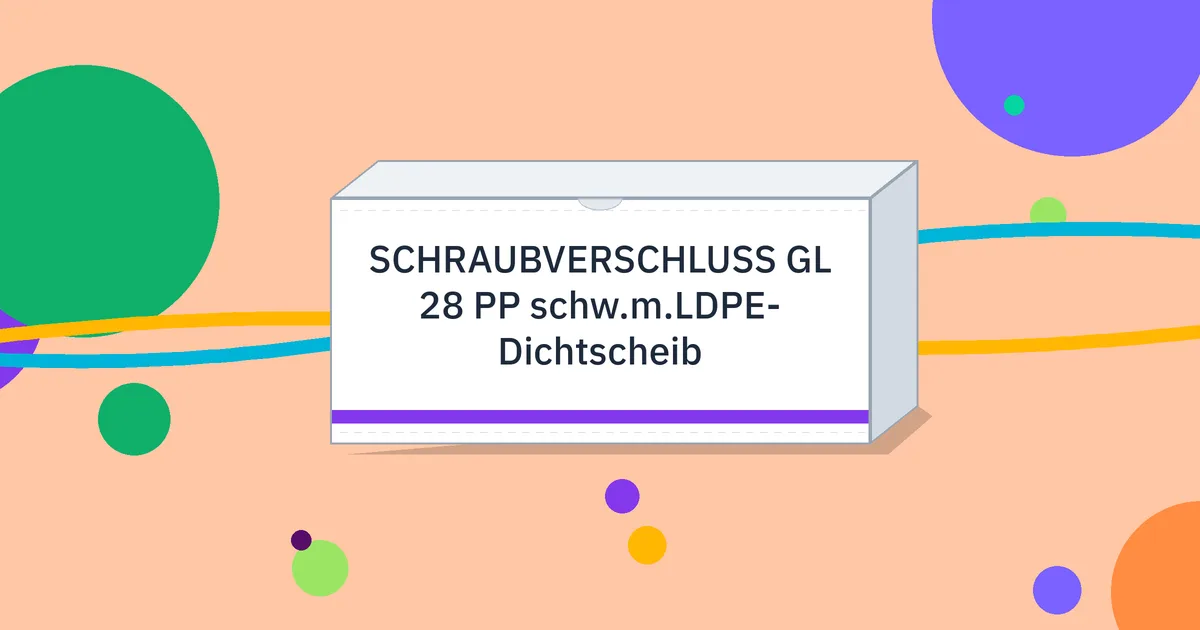 Symbolbild: Packung mit der Aufschrift SCHRAUBVERSCHLUSS GL 28 PP schw.m.LDPE-Dichtscheib (PZN 18111355) – Verfügbarkeit und Bezug in Apotheken in Frankfurt am Main