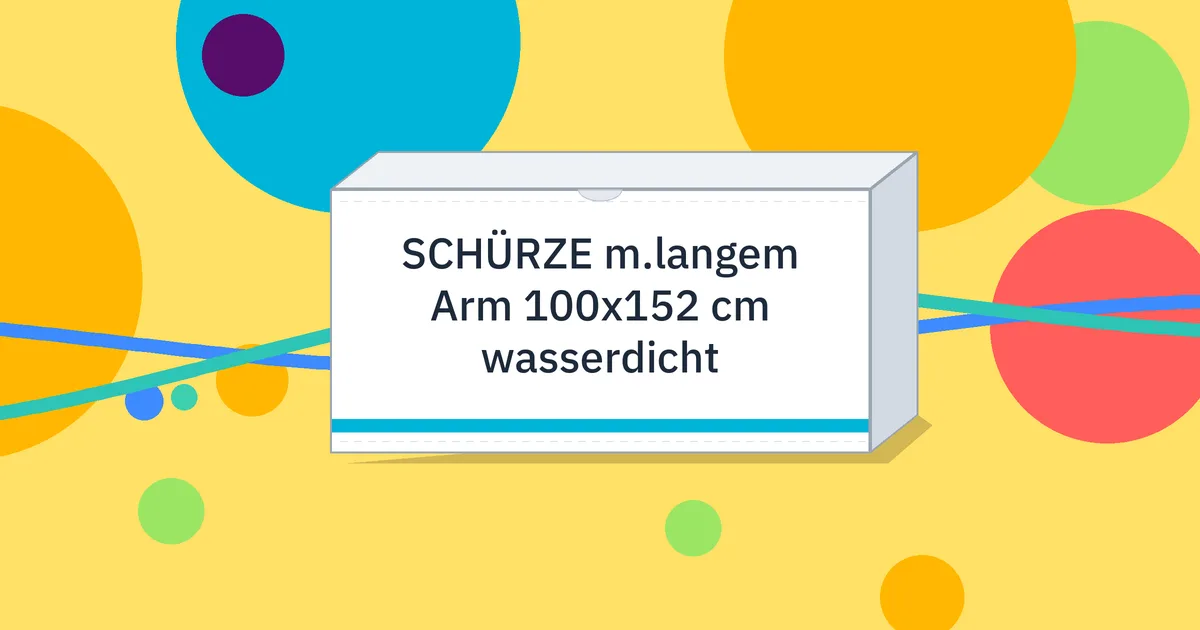 Symbolbild: Packung mit der Aufschrift SCHÜRZE m.langem Arm 100x152 cm wasserdicht (PZN 00468660) – Verfügbarkeit und Bezug in Apotheken in Frankfurt am Main