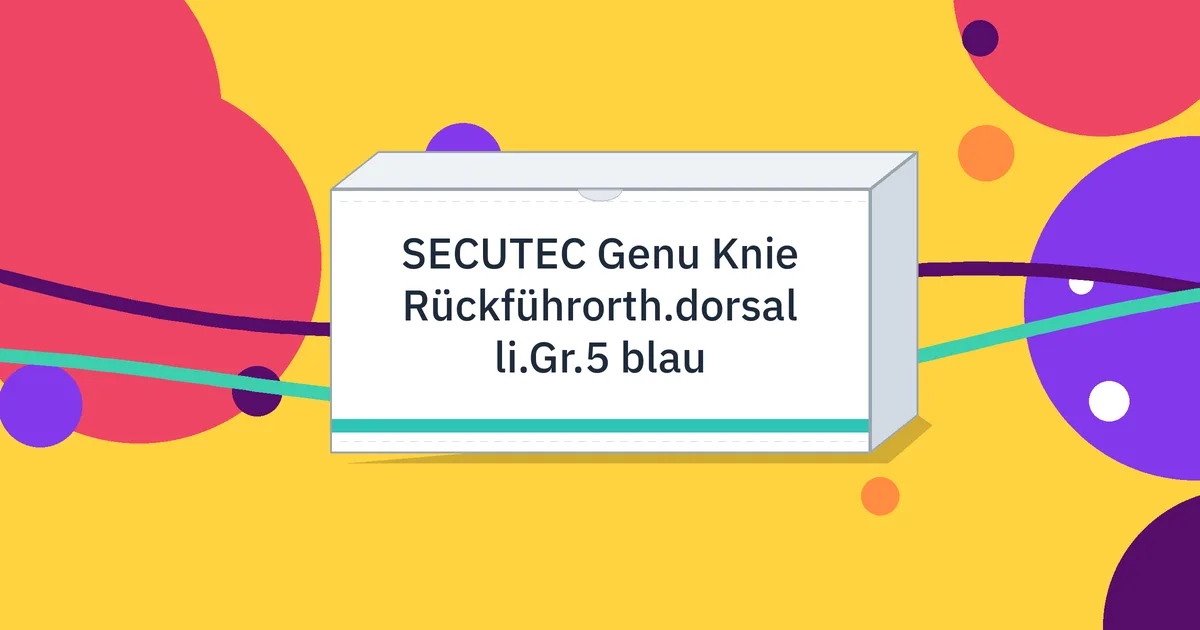 Symbolbild: Packung mit der Aufschrift SECUTEC Genu Knie Rückführorth.dorsal li.Gr.5 blau (PZN 17411345) – Verfügbarkeit und Bezug in Apotheken in Frankfurt am Main