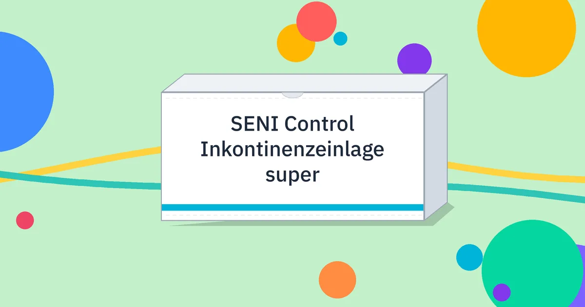 Symbolbild: Packung mit der Aufschrift SENI Control Inkontinenzeinlage super (PZN 11510023) – Verfügbarkeit und Bezug in Apotheken in Frankfurt am Main