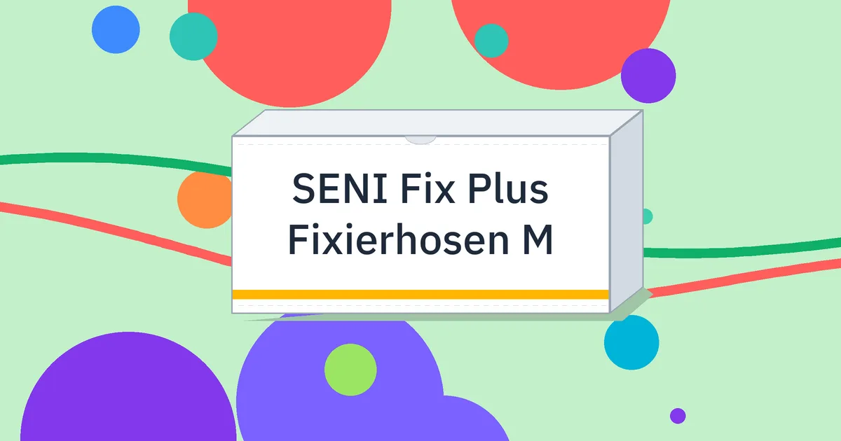Symbolbild: Packung mit der Aufschrift SENI Fix Plus Fixierhosen M (PZN 20346798) – Verfügbarkeit und Bezug in Apotheken in Frankfurt am Main