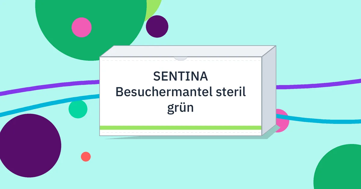 Symbolbild: Packung mit der Aufschrift SENTINA Besuchermantel steril grün (PZN 17312703) – Verfügbarkeit und Bezug in Apotheken in Frankfurt am Main