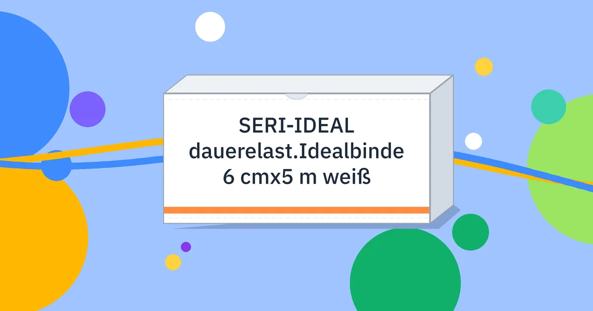 Symbolbild: Packung mit der Aufschrift SERI-IDEAL dauerelast.Idealbinde 6 cmx5 m weiß (PZN 19836787) – Verfügbarkeit und Bezug in Apotheken in Frankfurt am Main