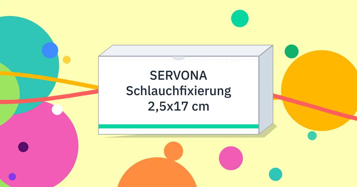 Symbolbild: Packung mit der Aufschrift SERVONA Schlauchfixierung 2,5x17 cm (PZN 16760687) – Verfügbarkeit und Bezug in Apotheken in Frankfurt am Main