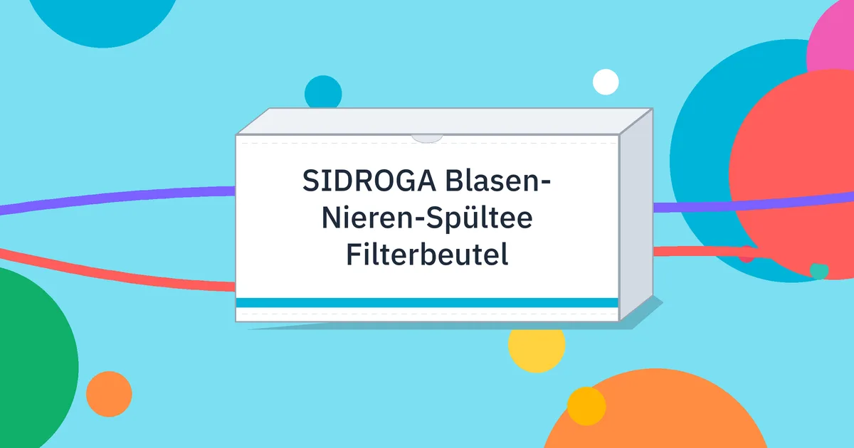 Symbolbild: Packung mit der Aufschrift SIDROGA Blasen-Nieren-Spültee Filterbeutel (PZN 10109198) – Verfügbarkeit und Bezug in Apotheken in Frankfurt am Main