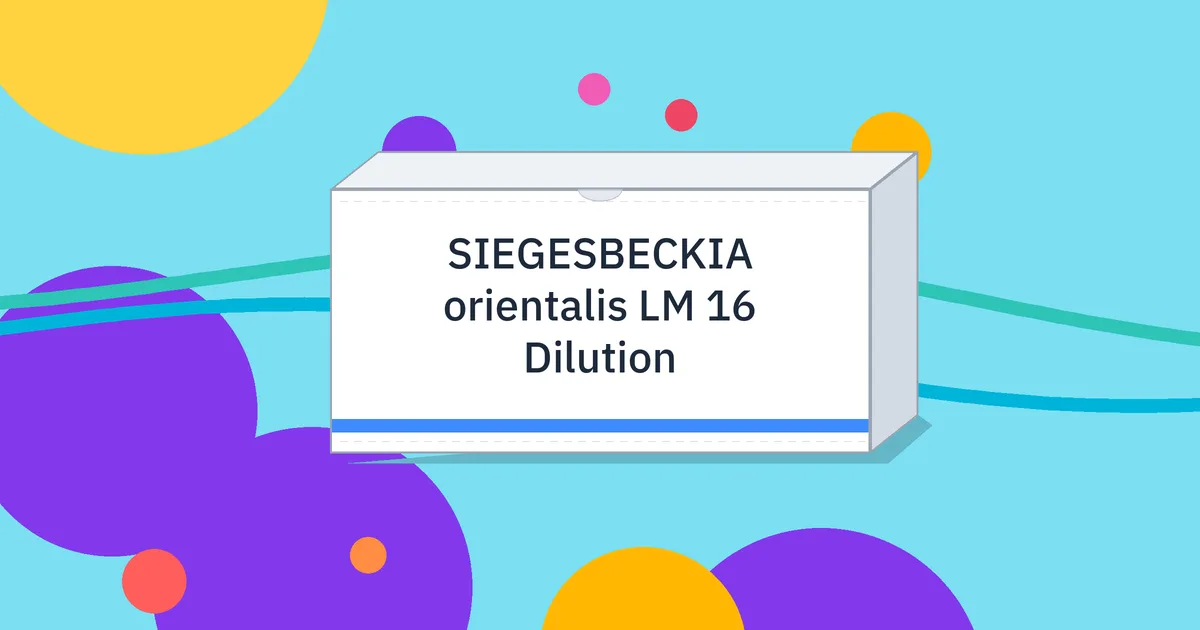 Symbolbild: Packung mit der Aufschrift SIEGESBECKIA orientalis LM 16 Dilution (PZN 13677247) – Verfügbarkeit und Bezug in Apotheken in Frankfurt am Main