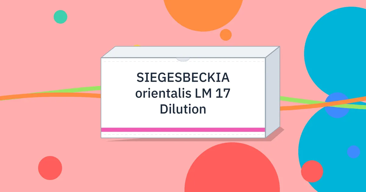 Symbolbild: Packung mit der Aufschrift SIEGESBECKIA orientalis LM 17 Dilution (PZN 13677276) – Verfügbarkeit und Bezug in Apotheken in Frankfurt am Main