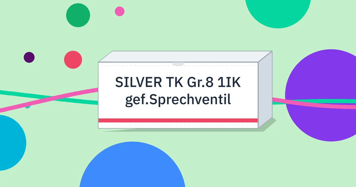 Symbolbild: Packung mit der Aufschrift SILVER TK Gr.8 1IK gef.Sprechventil (PZN 10210135) – Verfügbarkeit und Bezug in Apotheken in Frankfurt am Main