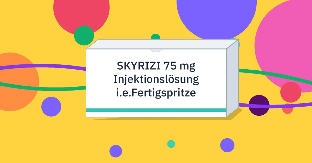 Symbolbild: Packung mit der Aufschrift SKYRIZI 75 mg Injektionslösung i.e.Fertigspritze (PZN 18411896) – Verfügbarkeit und Bezug in Apotheken in Frankfurt am Main