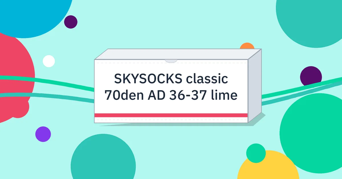 Symbolbild: Packung mit der Aufschrift SKYSOCKS classic 70den AD 36-37 lime (PZN 19790447) – Verfügbarkeit und Bezug in Apotheken in Frankfurt am Main