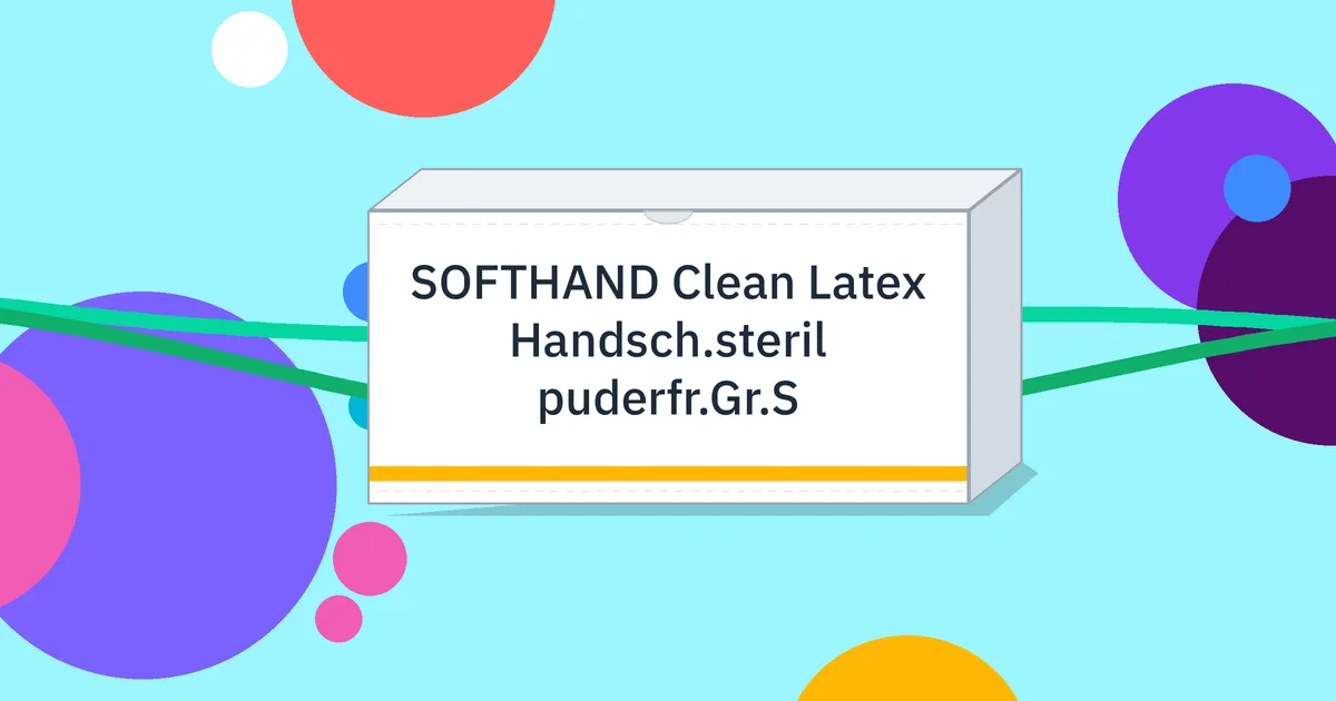 Symbolbild: Packung mit der Aufschrift SOFTHAND Clean Latex Handsch.steril puderfr.Gr.S (PZN 00368792) – Verfügbarkeit und Bezug in Apotheken in Frankfurt am Main