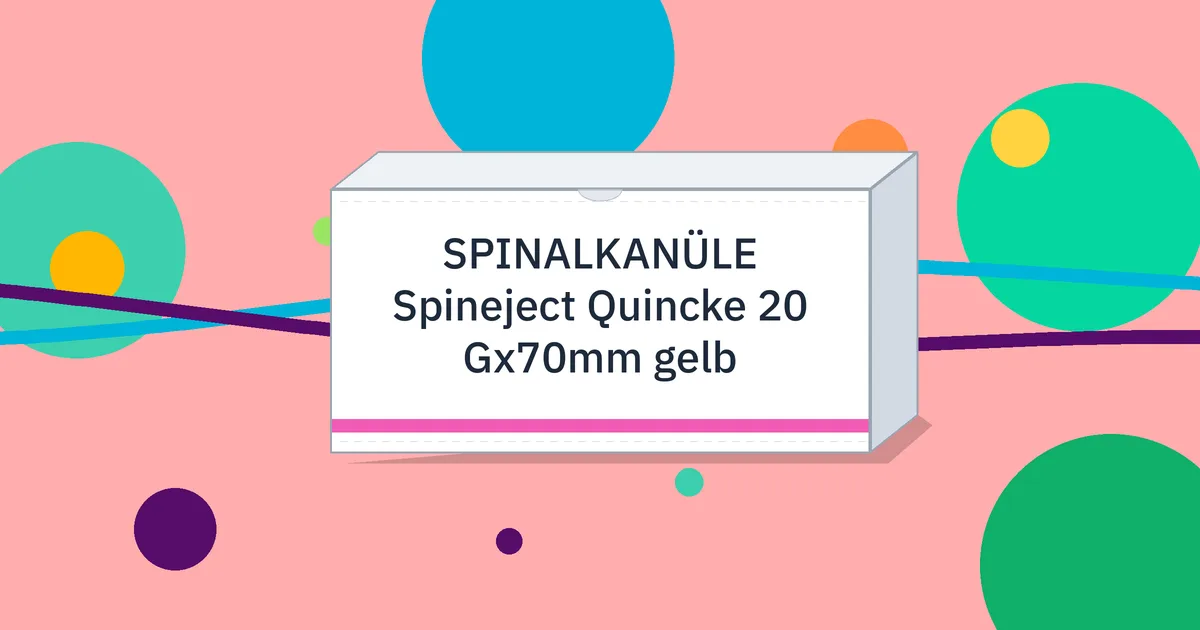 Symbolbild: Packung mit der Aufschrift SPINALKANÜLE Spineject Quincke 20 Gx70mm gelb (PZN 16135593) – Verfügbarkeit und Bezug in Apotheken in Frankfurt am Main