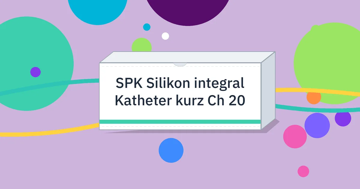 Symbolbild: Packung mit der Aufschrift SPK Silikon integral Katheter kurz Ch 20 (PZN 13163353) – Verfügbarkeit und Bezug in Apotheken in Frankfurt am Main