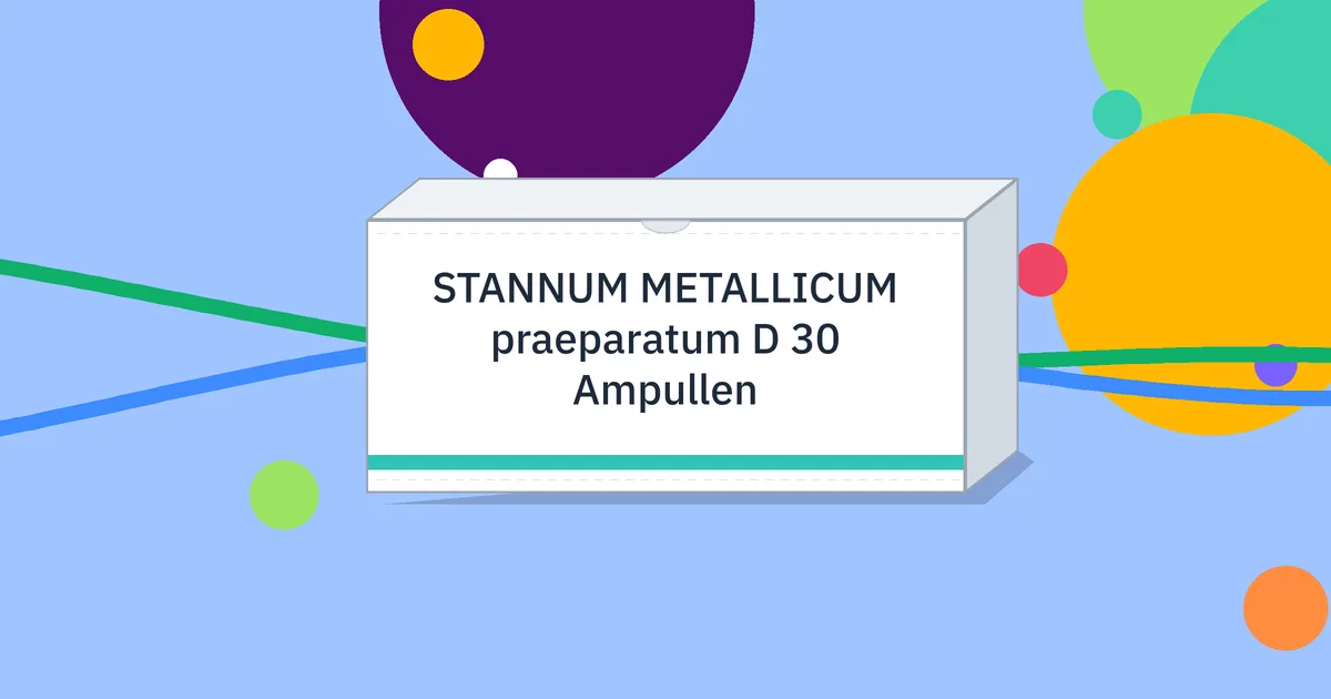 Symbolbild: Packung mit der Aufschrift STANNUM METALLICUM praeparatum D 30 Ampullen (PZN 01626552) – Verfügbarkeit und Bezug in Apotheken in Frankfurt am Main