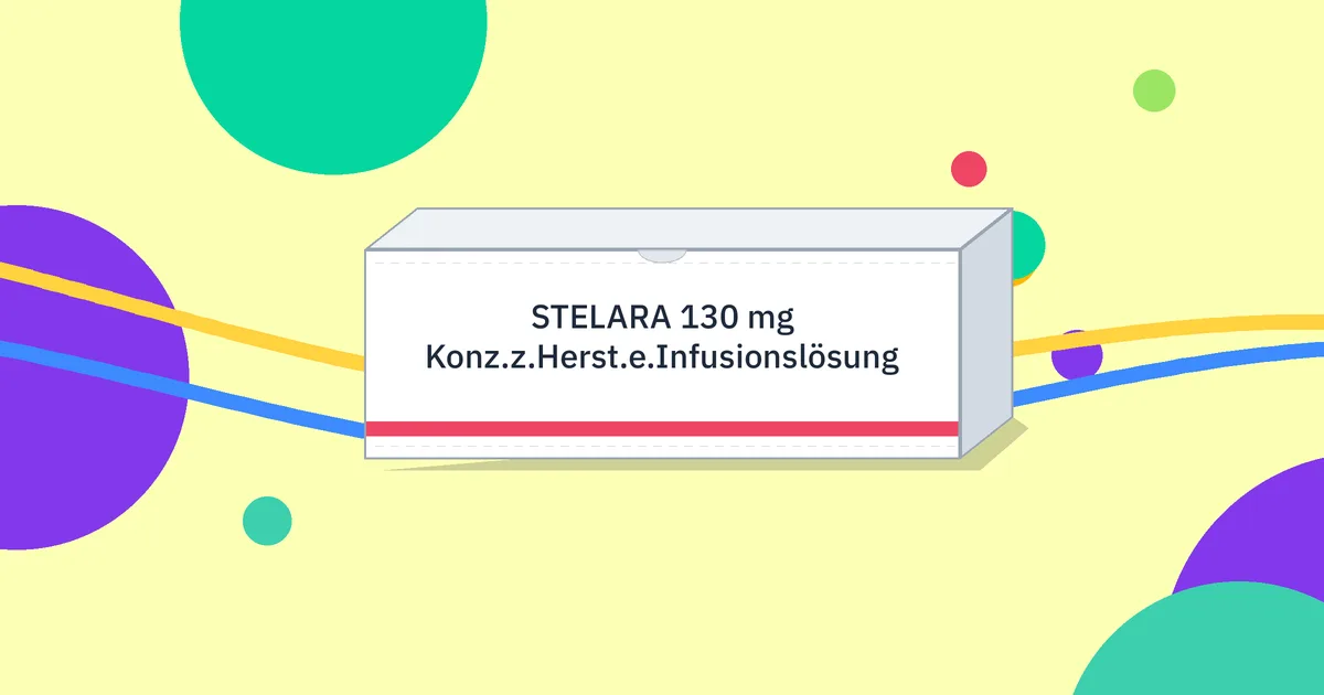 Symbolbild: Packung mit der Aufschrift STELARA 130 mg Konz.z.Herst.e.Infusionslösung (PZN 13155939) – Verfügbarkeit und Bezug in Apotheken in Frankfurt am Main