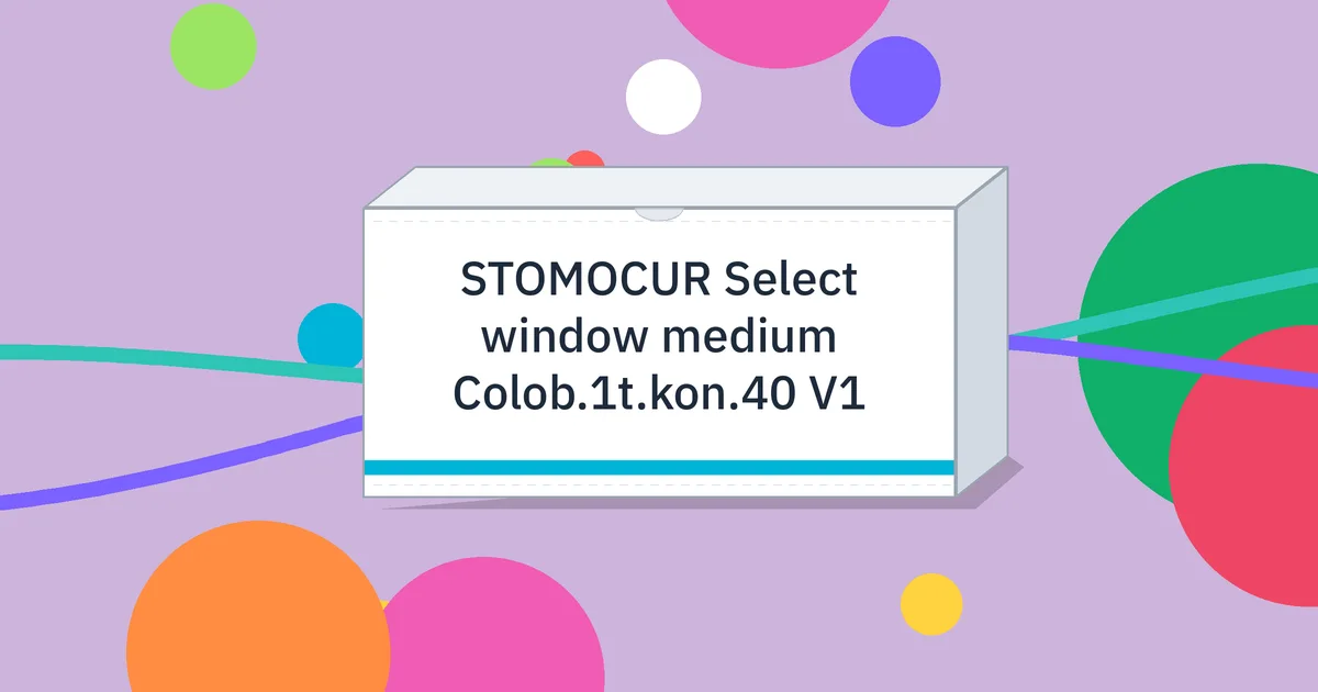 Symbolbild: Packung mit der Aufschrift STOMOCUR Select window medium Colob.1t.kon.40 V1 (PZN 17551046) – Verfügbarkeit und Bezug in Apotheken in Frankfurt am Main