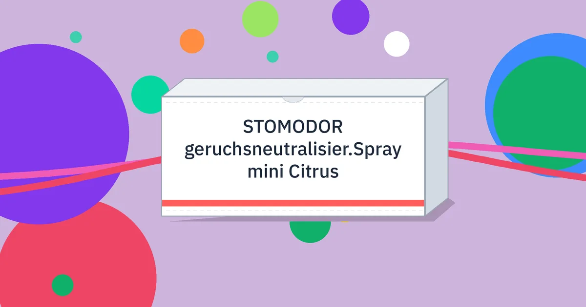 Symbolbild: Packung mit der Aufschrift STOMODOR geruchsneutralisier.Spray mini Citrus (PZN 17866264) – Verfügbarkeit und Bezug in Apotheken in Frankfurt am Main